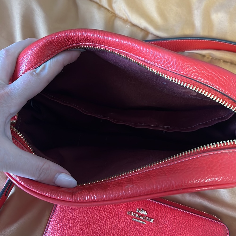 Coach Red Pebbled Leather Crossbody Bag & Wristlet - Gem